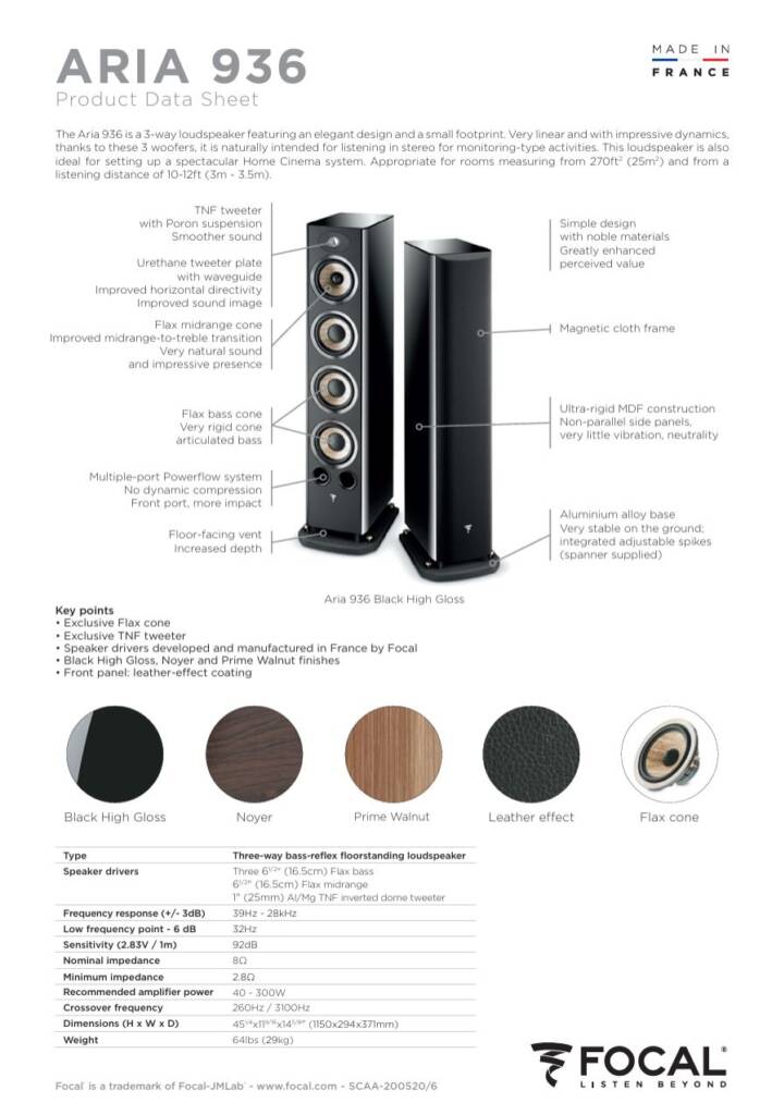 Focal Aria 936 speakers - Audio Exchange